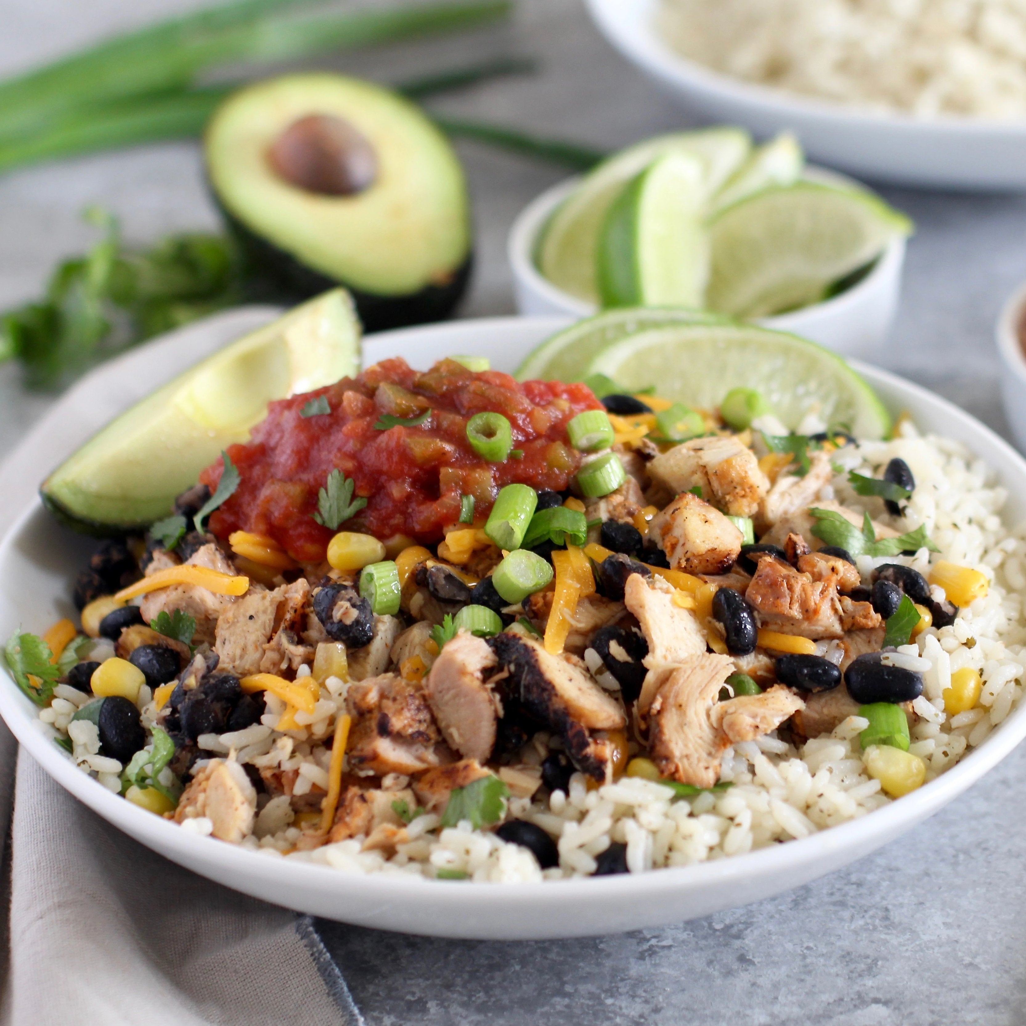 *Shredded Chicken Burrito Bowls – Let’s Dish!